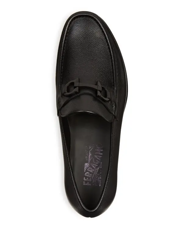 FERRAGAMO Gancini Crown Bit Leather Loafers