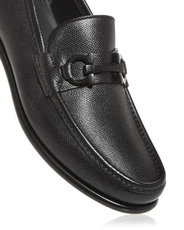 FERRAGAMO Gancini Crown Bit Leather Loafers