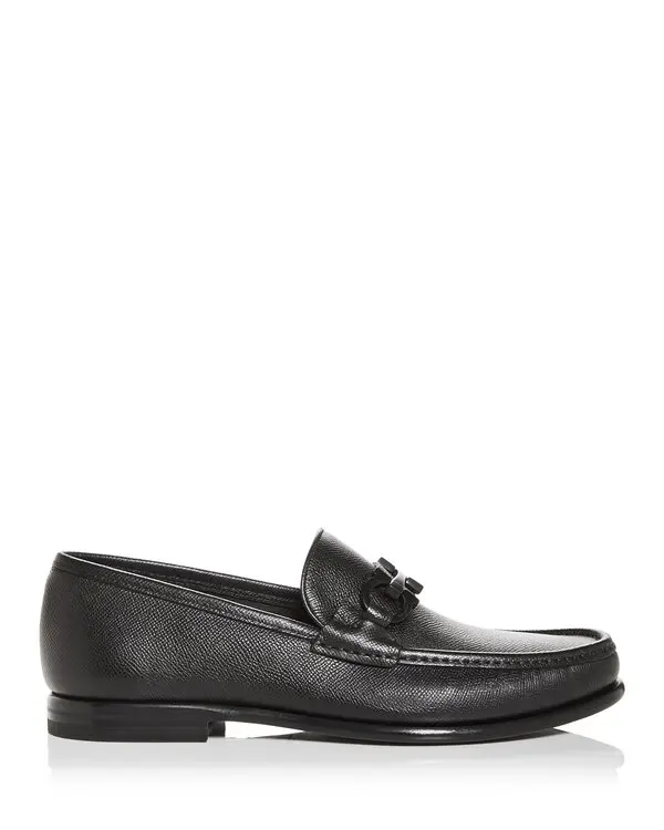 FERRAGAMO Gancini Crown Bit Leather Loafers