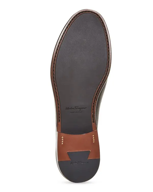 FERRAGAMO Gancini Crown Bit Leather Loafers