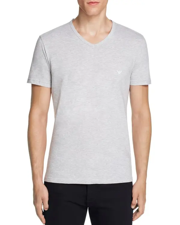 Emporio Armani Pure Cotton V-Neck T-Shirts Pack Of Gray/Black