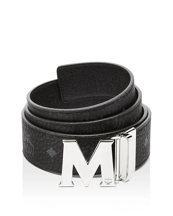 Mcm Claus Reversible Belt - Black/silver