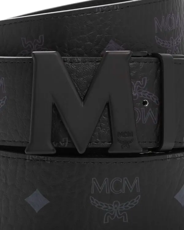 Mcm Reversible Signature Belt - Black