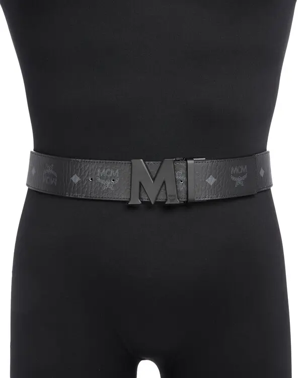 Mcm Reversible Signature Belt - Black