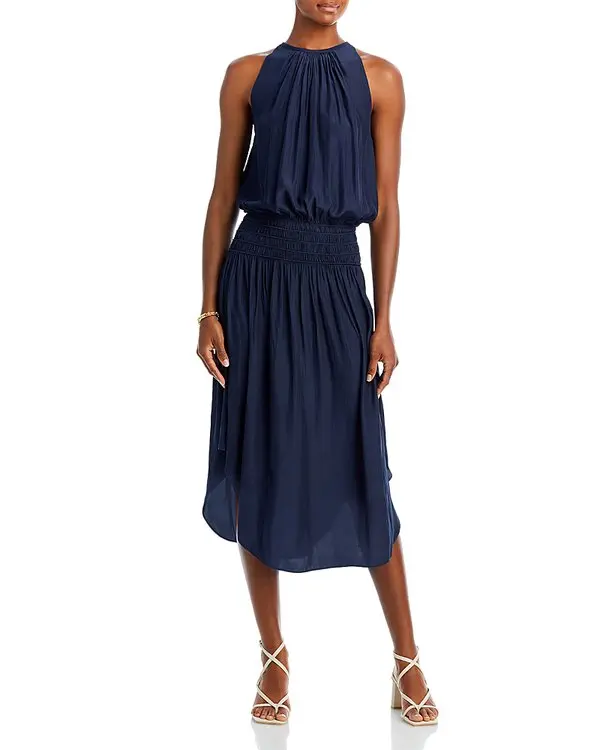 Ramy Brook Audrey Sleeveless Halter Midi Dress - Navy