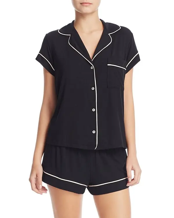 Eberjey Gisele Shortie Short Set - Black/sorbet