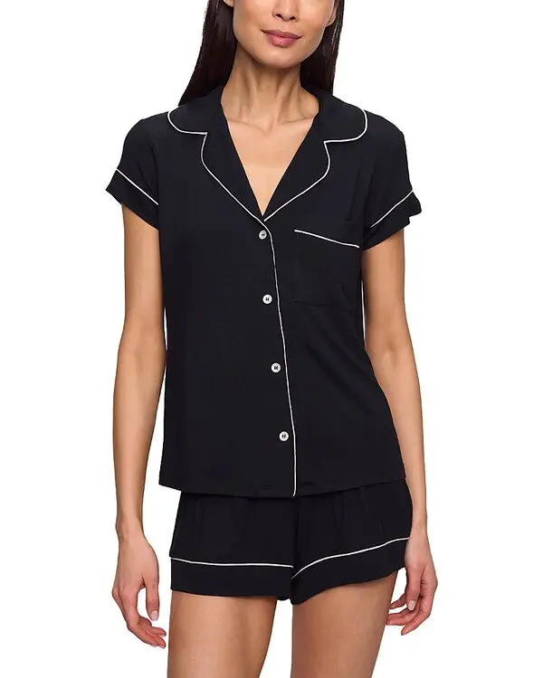 Eberjey Gisele Shortie Short Set - Black/sorbet