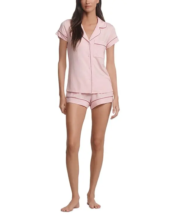 Eberjey Gisele Shortie Short Set - Pale Pink/fig