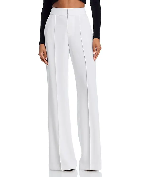 Alice + Olivia Dylan High-waist Wide-leg Pants With Crystal Trim - White Crepe