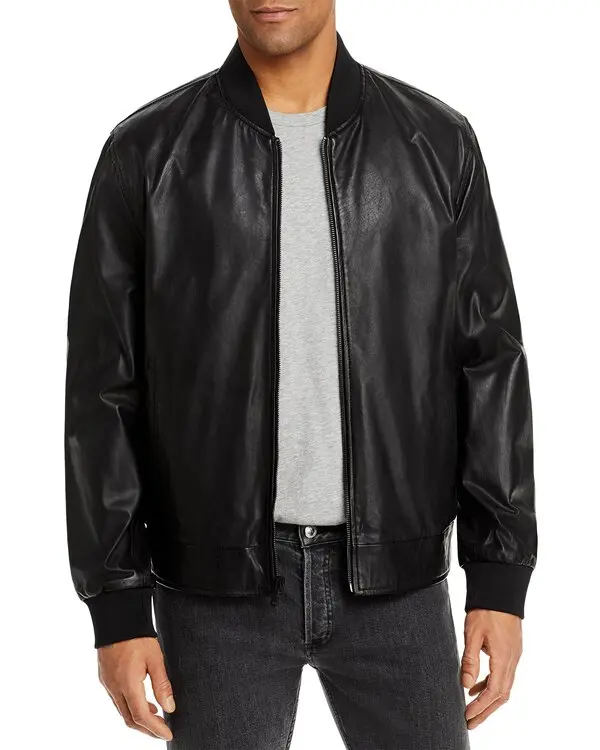 Cole Haan Leather Moto Jacket - Black