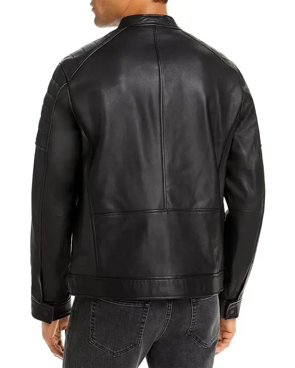 Cole Haan Leather Moto Jacket - Black