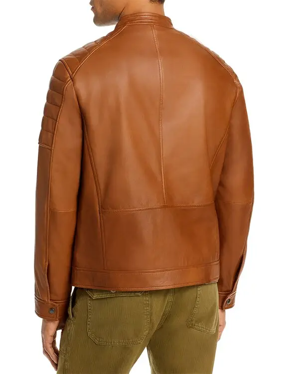 Cole Haan Leather Moto Jacket - Camel