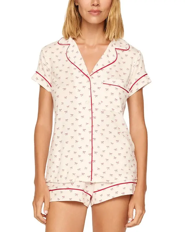 Eberjey Gisele Shortie Short Set - Mini Bow Ivory