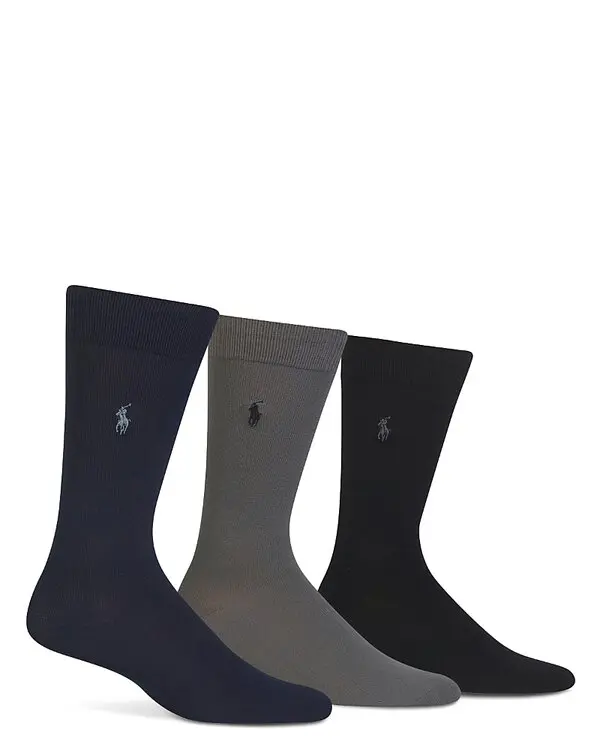 Polo Ralph Lauren Solid Dress Socks Pack Of 3 - Navy/gray/black