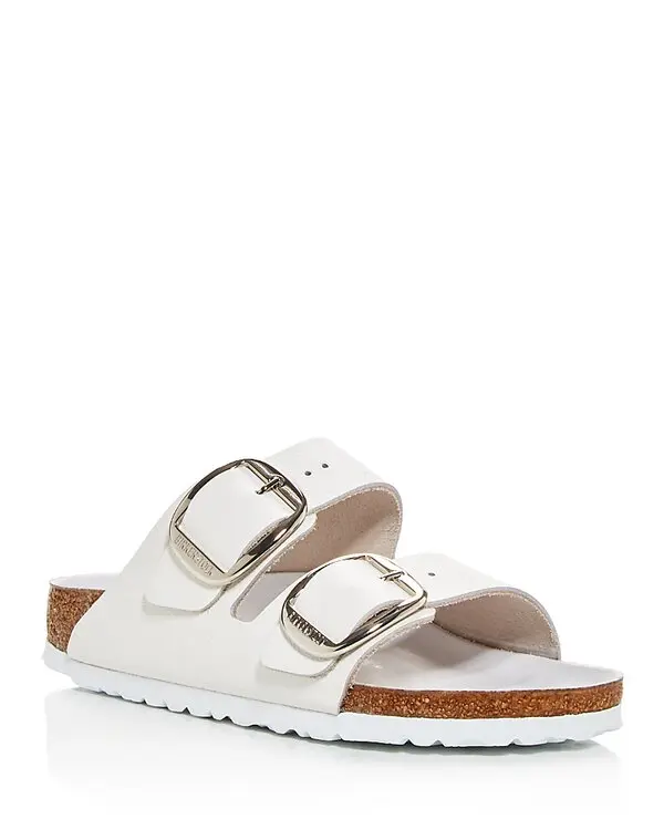 BIRKENSTOCK Arizona Big Buckle Slide Sandals - White Leather/silver