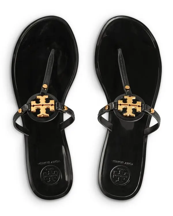 Tory Burch Mini Miller Jelly Thong Sandals - Black/gold