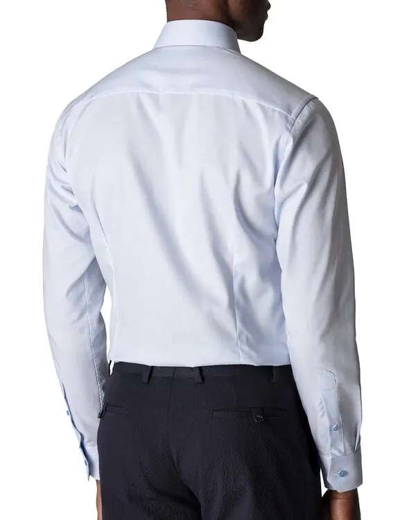 Eton Cotton Contemporary Fit Textured Solid Shirt - Light Blue