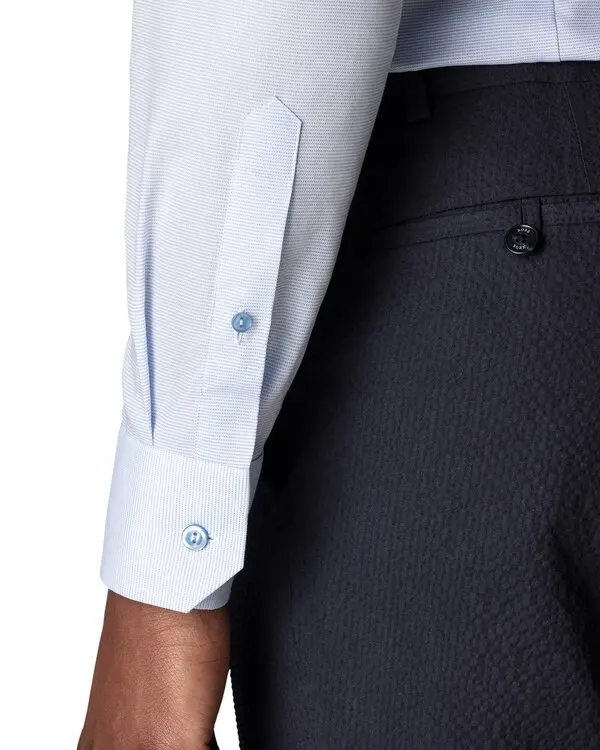 Eton Cotton Contemporary Fit Textured Solid Shirt - Light Blue