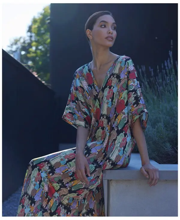 Natori Dynasty Printed Caftan