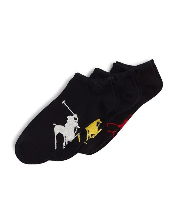 Polo Ralph Lauren Big Polo Player Socks, Pack Of 3 - Black