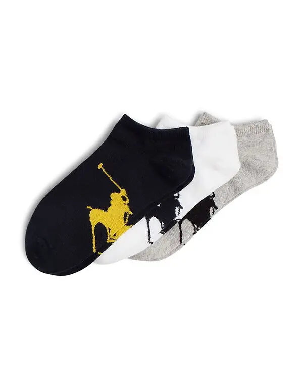 Polo Ralph Lauren Big Polo Player Socks, Pack Of 3 - Black/white/gray