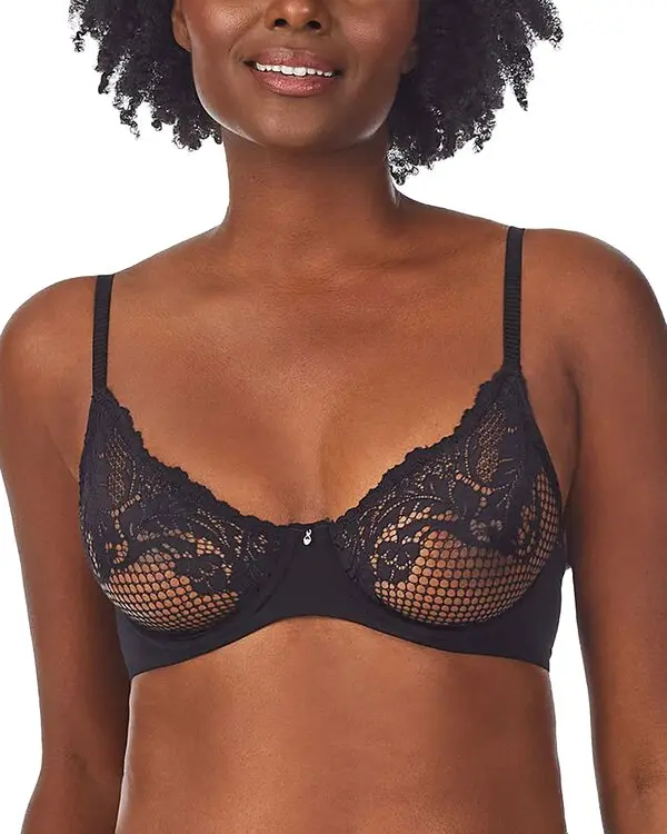 Le Mystère Lace Allure Unlined Underwire Demi Bra - Black