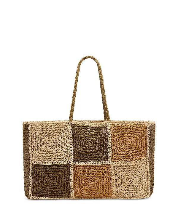 Whistles Patchwork Straw Tote - Multicolour