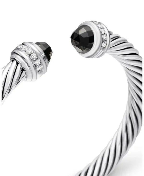 David Yurman Cable Bracelet With Onyx And Diamonds