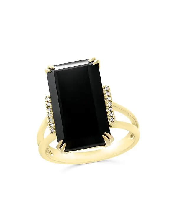 Bloomingdale'S Onyx And Diamond Ring In 14k Yellow Gold - Black/gold