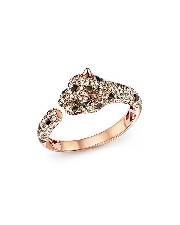 Bloomingdale'S Diamond And Tsavorite Panther Ring In 14k Rose - Gold