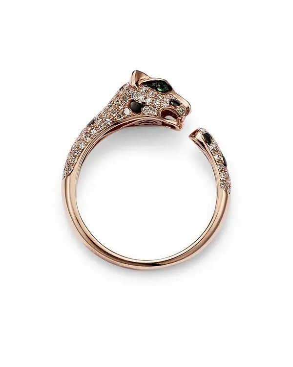 Bloomingdale'S Diamond And Tsavorite Panther Ring In 14k Rose