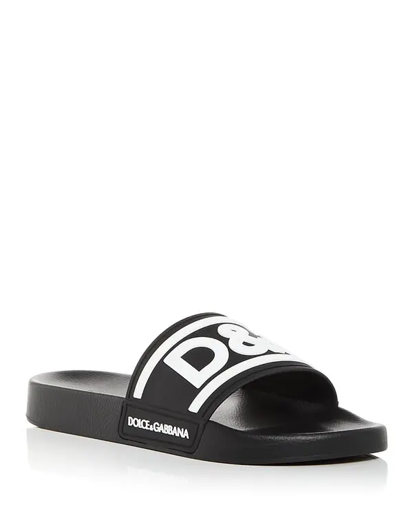 Dolce & Gabbana Saint Barth Logo Slides - Black/white
