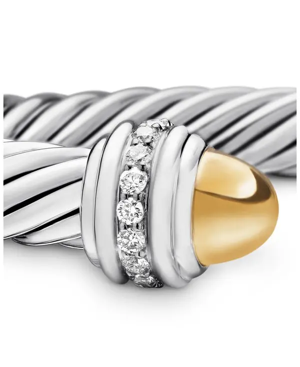 David Yurman Cable Bracelet With Diamonds And 14k Yellow Gold - Gold/silver
