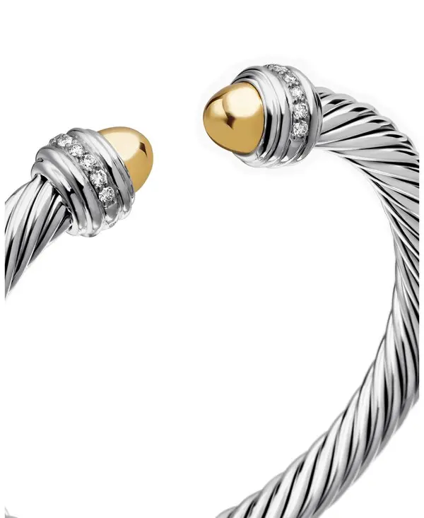 David Yurman Cable Bracelet With Diamonds And 14k Yellow Gold - Gold/silver