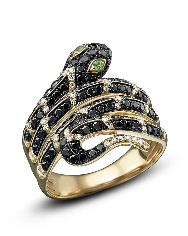 Bloomingdale'S Diamond Snake Ring - Gold/black/green