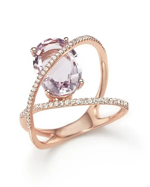 Bloomingdale'S Amethyst And Diamond Ring - Purple/rose Gold