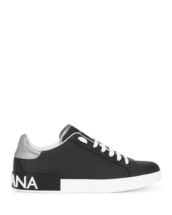 Dolce & Gabbana Portofino Lace Up Sneakers - Black/silver
