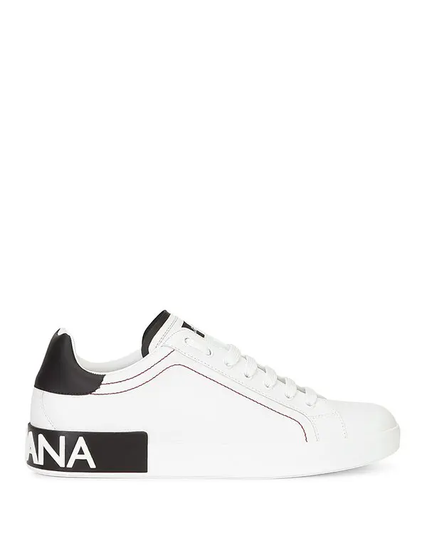 Dolce & Gabbana Portofino Lace Up Sneakers - White/black
