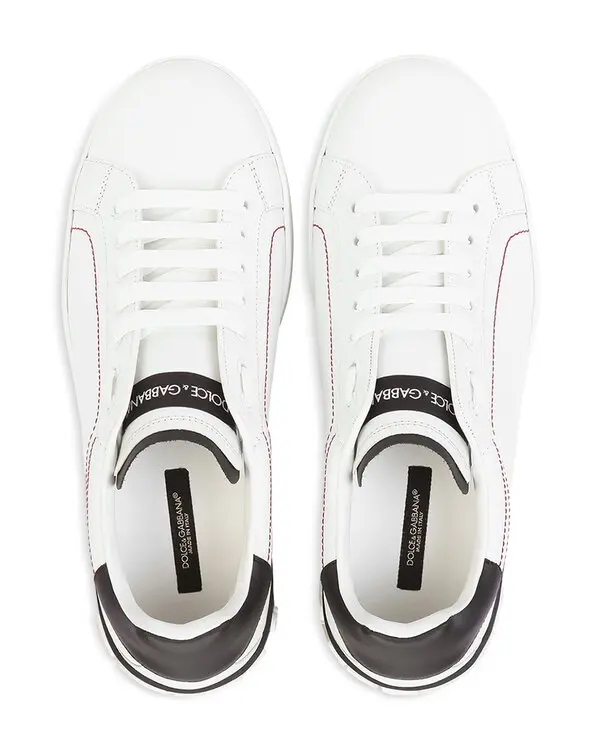 Dolce & Gabbana Portofino Lace Up Sneakers - White/black