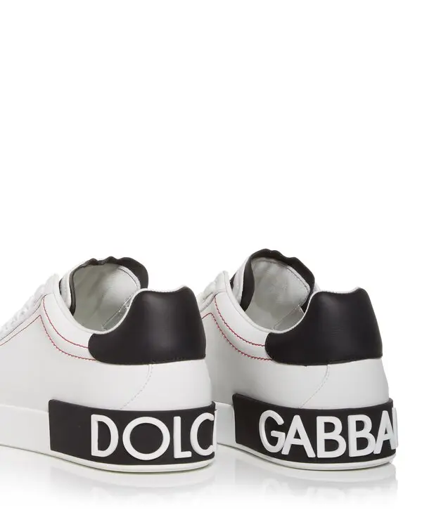 Dolce & Gabbana Portofino Lace Up Sneakers - White/black