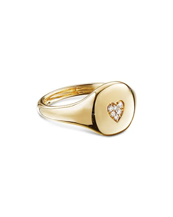 David Yurman Cable Collectibles Heart Mini Pinky Ring - White/gold