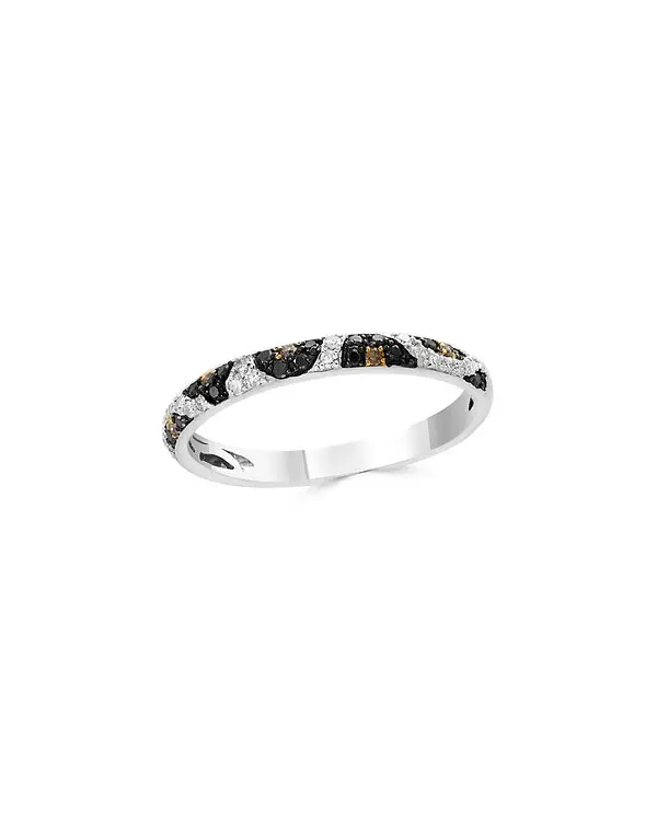 Bloomingdale'S 14k White Gold Diamond Leopard Spot Ring - Black/brown