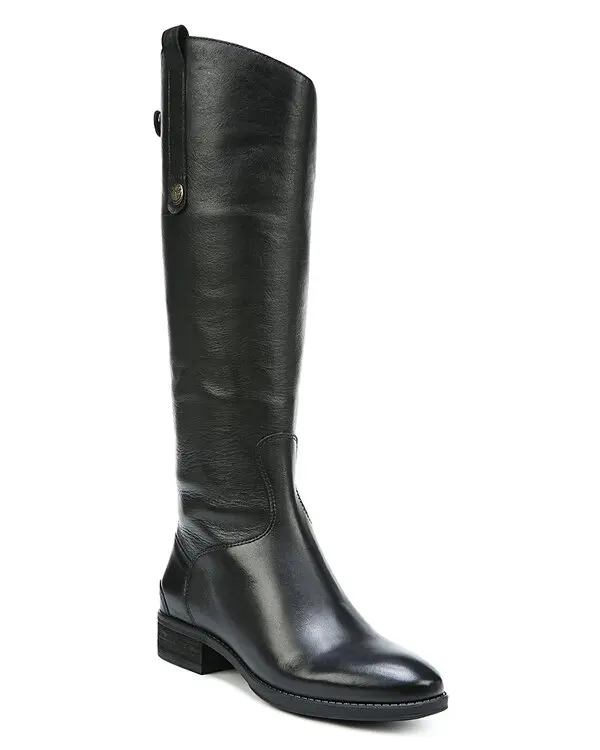 Sam Edelman Wide Calf Leather Riding Boots - Black
