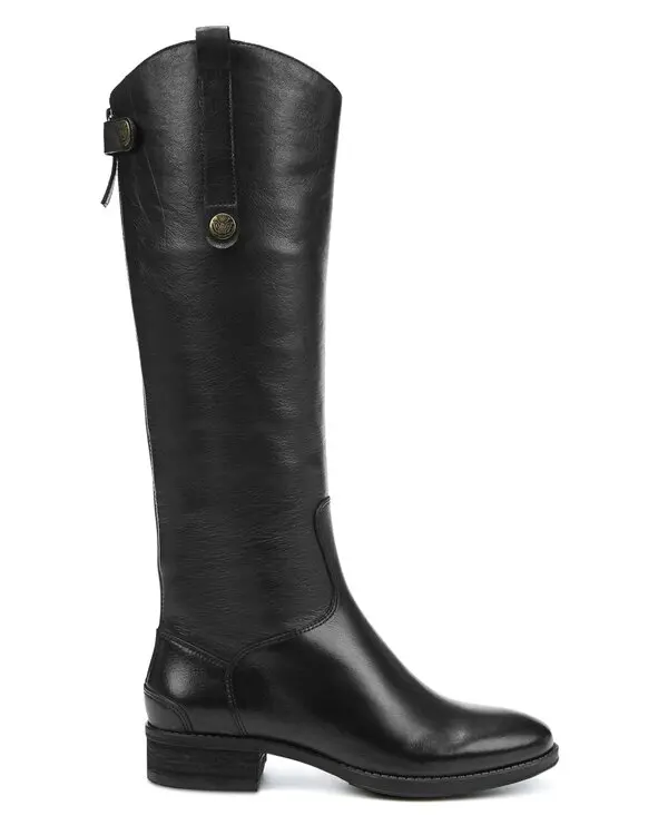 Sam Edelman Wide Calf Leather Riding Boots - Black