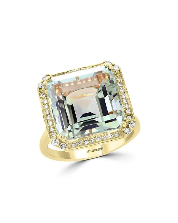 Bloomingdale'S Prasiolite And Diamond Ring - Green/gold
