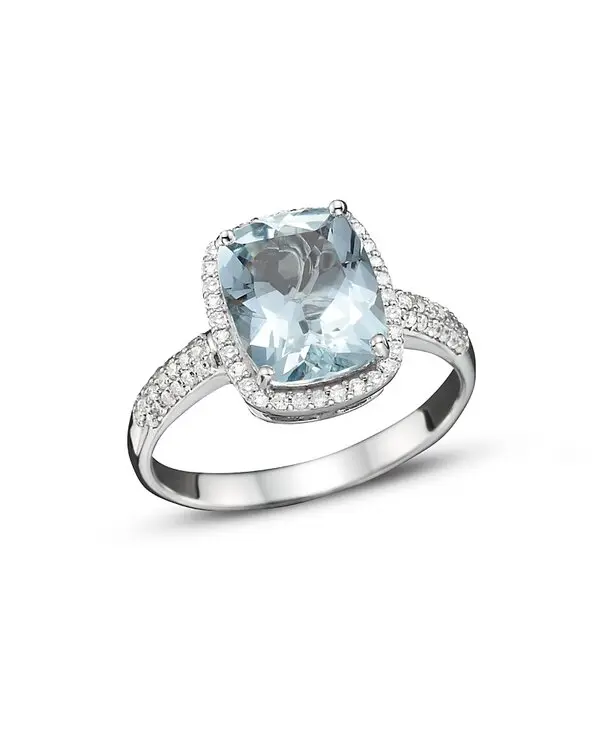 Bloomingdale'S Aquamarine And Diamond Ring In 14k White Gold - Blue/white