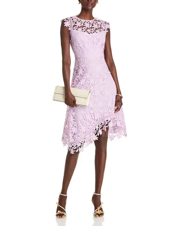 Eliza J Asymmetrical Lace Midi Dress