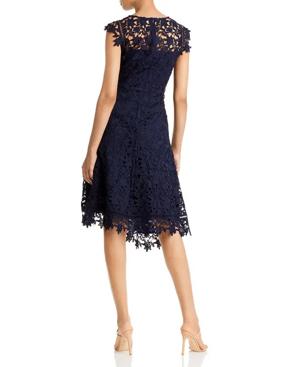 Eliza J Asymmetrical Lace Midi Dress