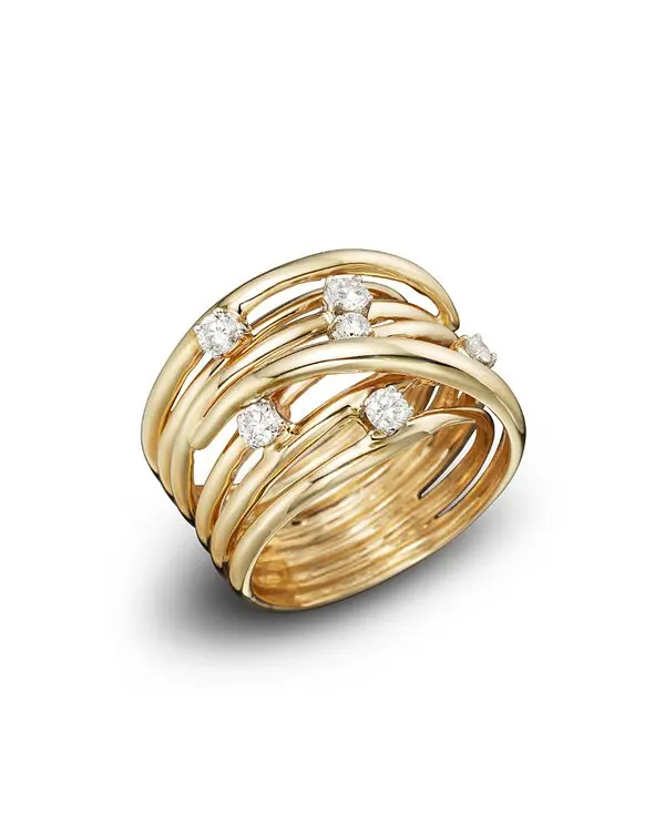 Bloomingdale'S Diamond Station Band In 14k Yellow Gold - Yellow Gold/white Diamonds