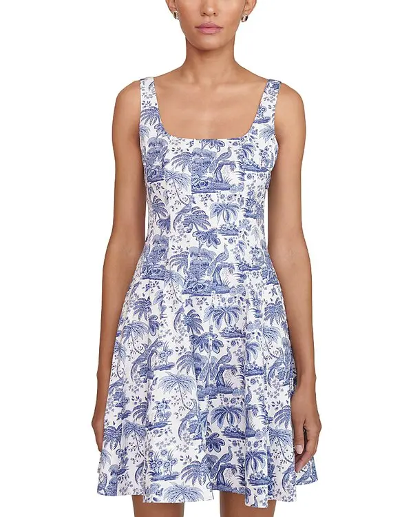 Staud Wells Mini Dress - Blue Toile